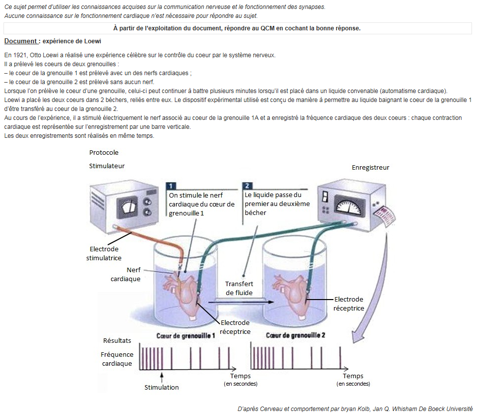 [] Thème 5 - Corps humain et santé - Sujet : Expérience de Loewi sur la ...